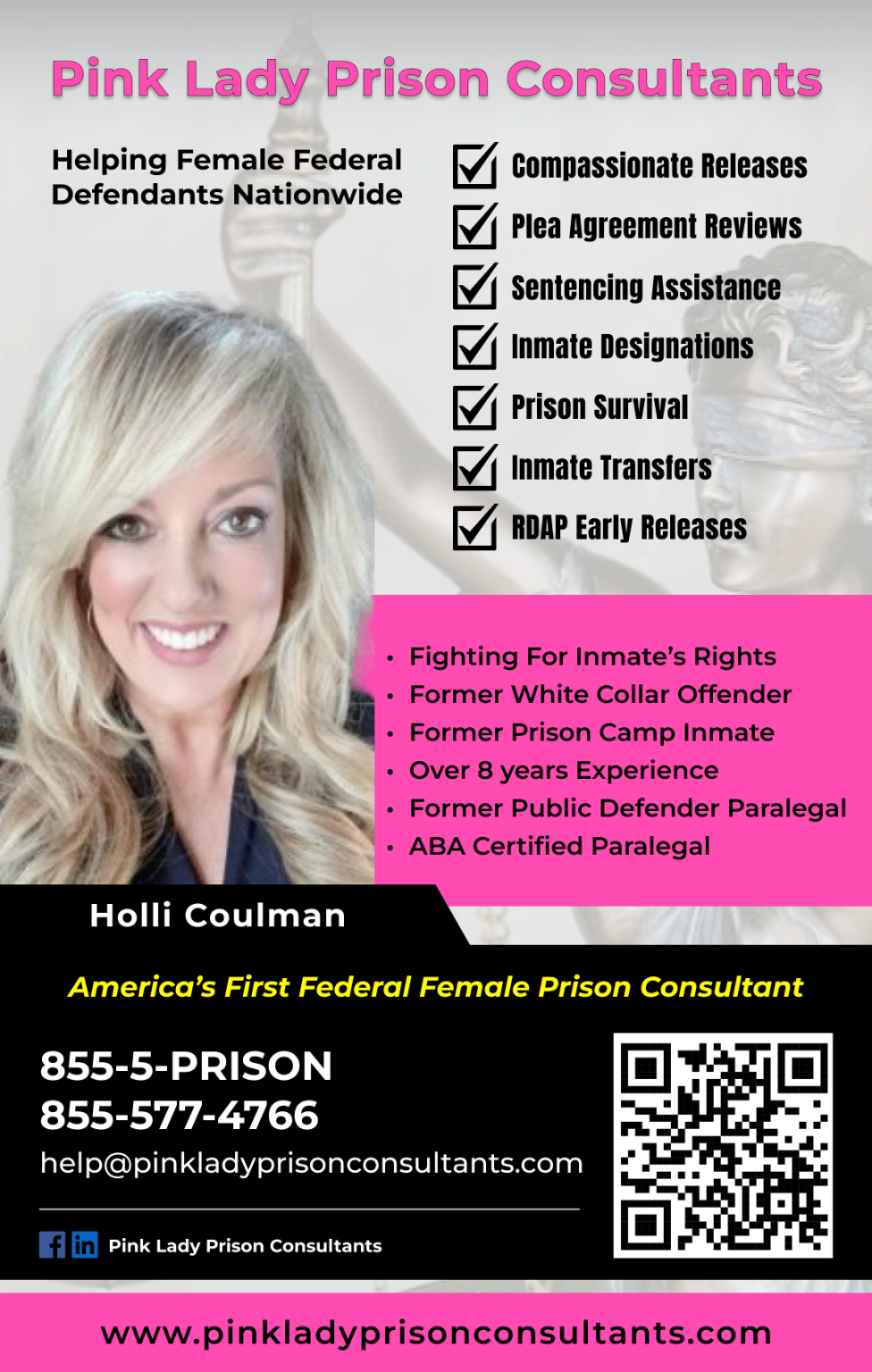 Holli Coulman Sales Banner - Pink Lady Federal Prison Consultants